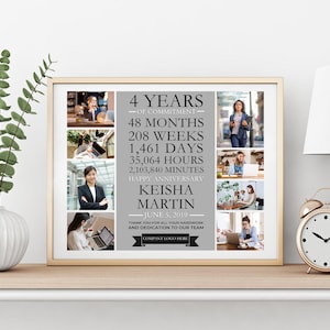 4 Years Employee Work Anniversary Photo Collage Template Gift (digital ...