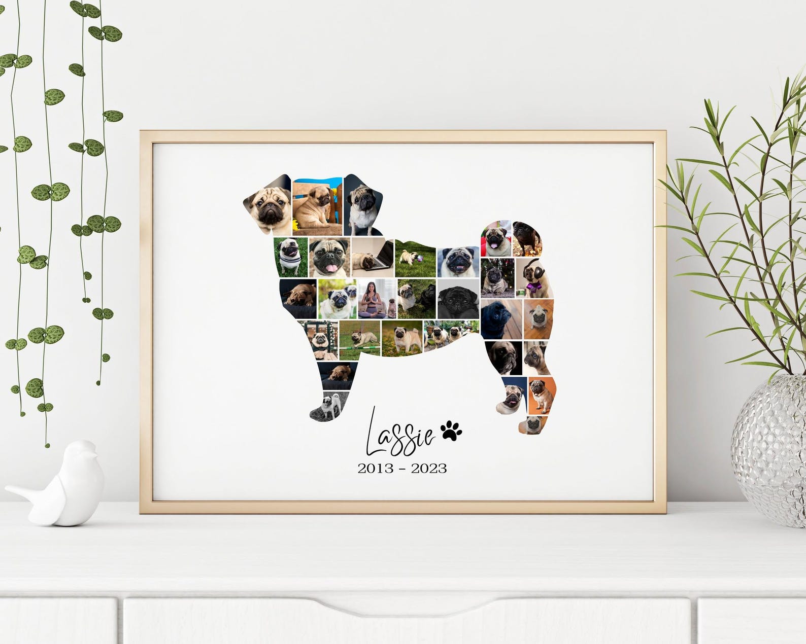 Custom French Bulldog, Pug Puppy Pet Photo Collage Gift for Dog ...