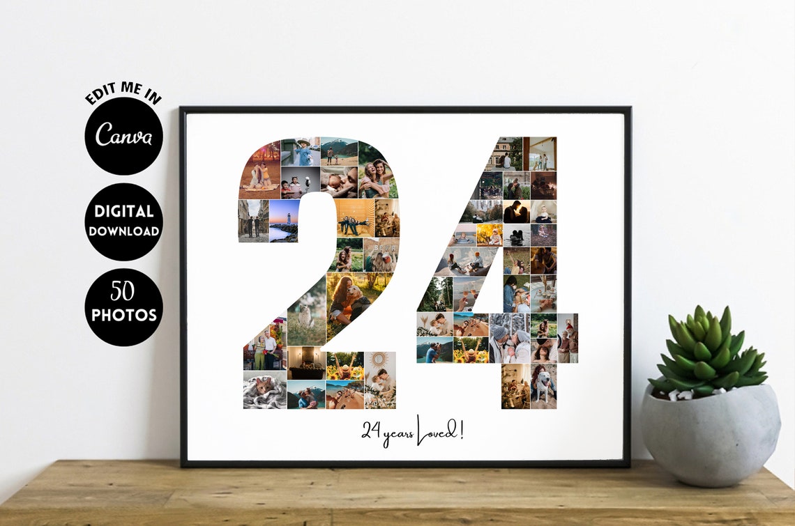 EDITABLE Custom 24 Years Collage 24th Anniversary 24th - Etsy