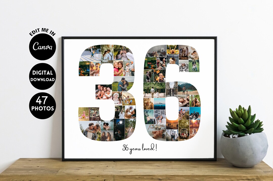 EDITABLE 47 Photos, Custom 36th Anniversary Collage, 36th Birthday ...