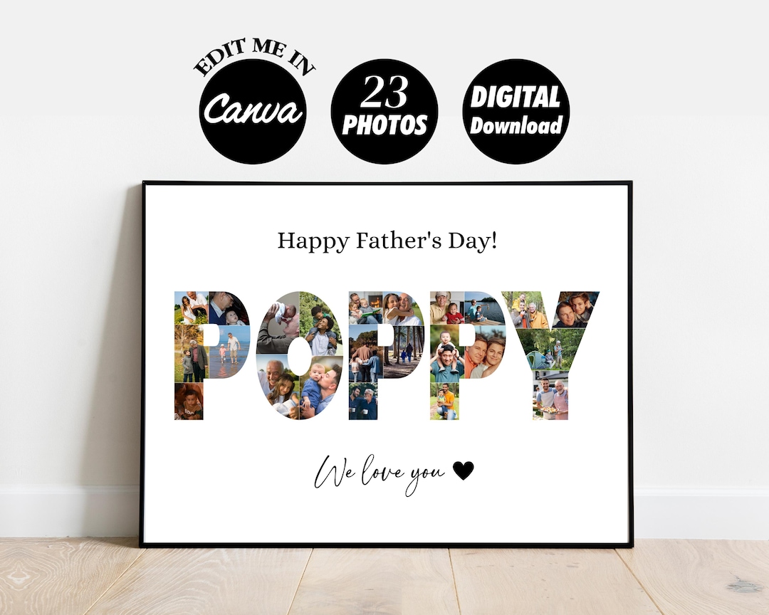 Personalized POPPY Photo Collage Template Gift, Father's Day and ...