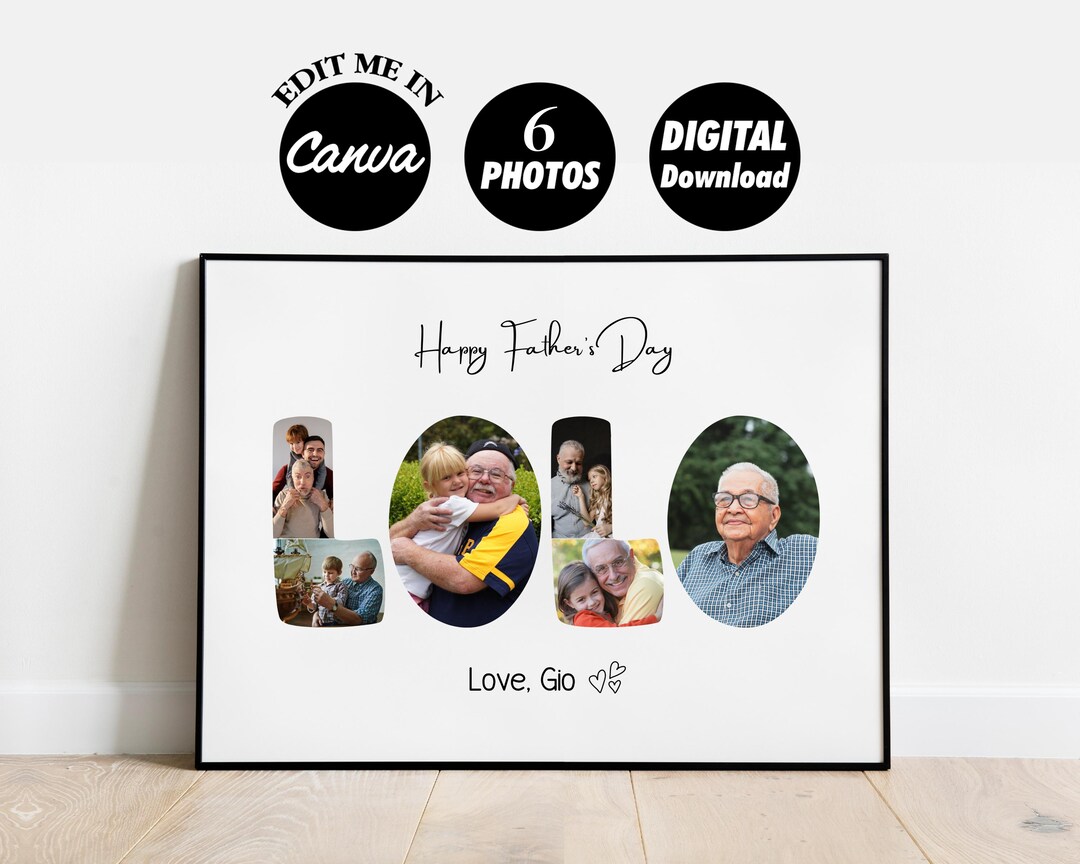 Personalized LOLO Photo Collage Template Gift for Grandfather, Father's ...