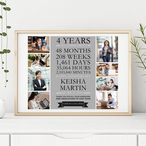 4 Years Employee Work Anniversary Photo Collage Template Gift (digital ...