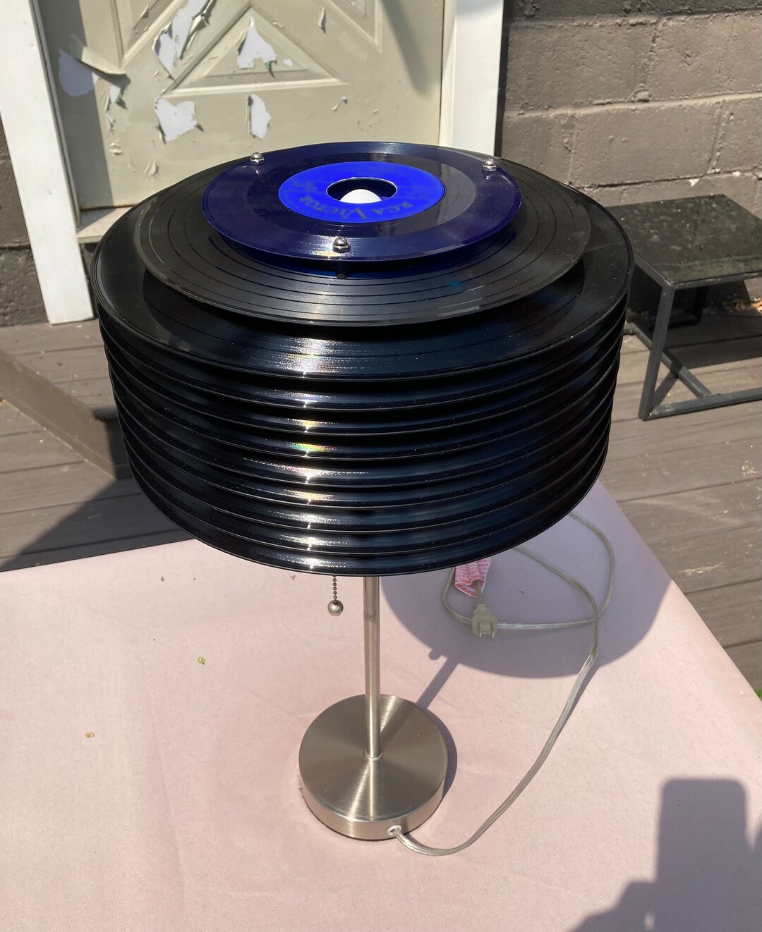 Vinyl Record Table Lamp. Upcycled 33 Rpm/45 Rpm/10 Vinyl Record Touch ...