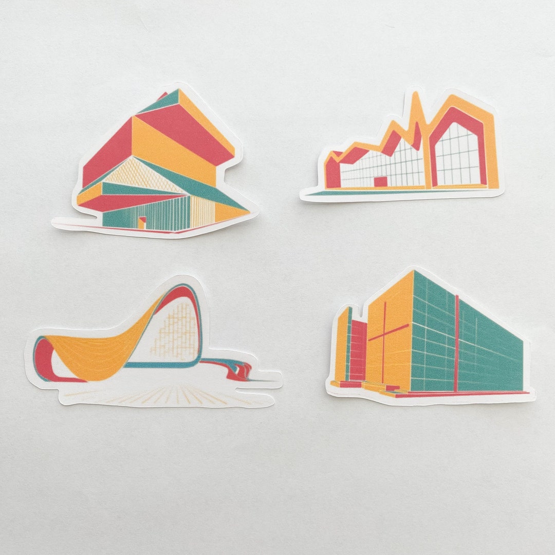 Bundle of Colorful Architecture Stickers | Buildings Stickers | - Etsy