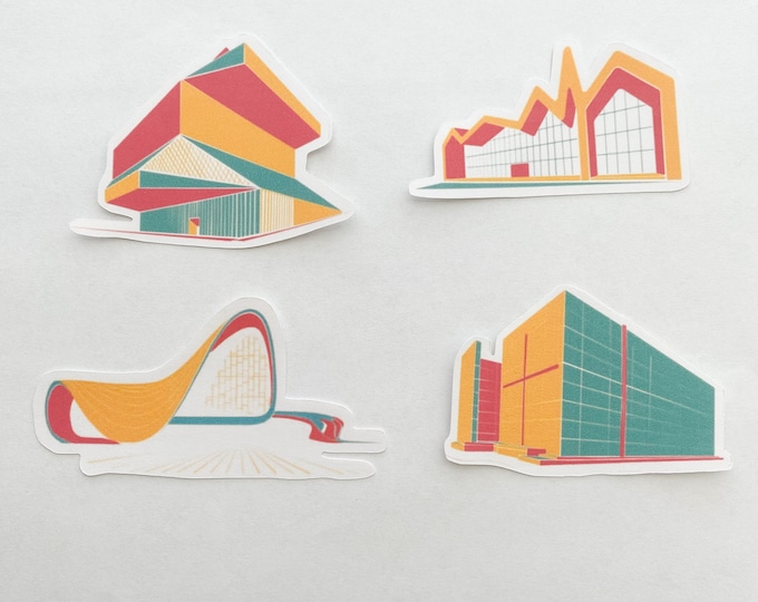 Bundle of Colorful Architecture Stickers | Buildings Stickers | - Etsy