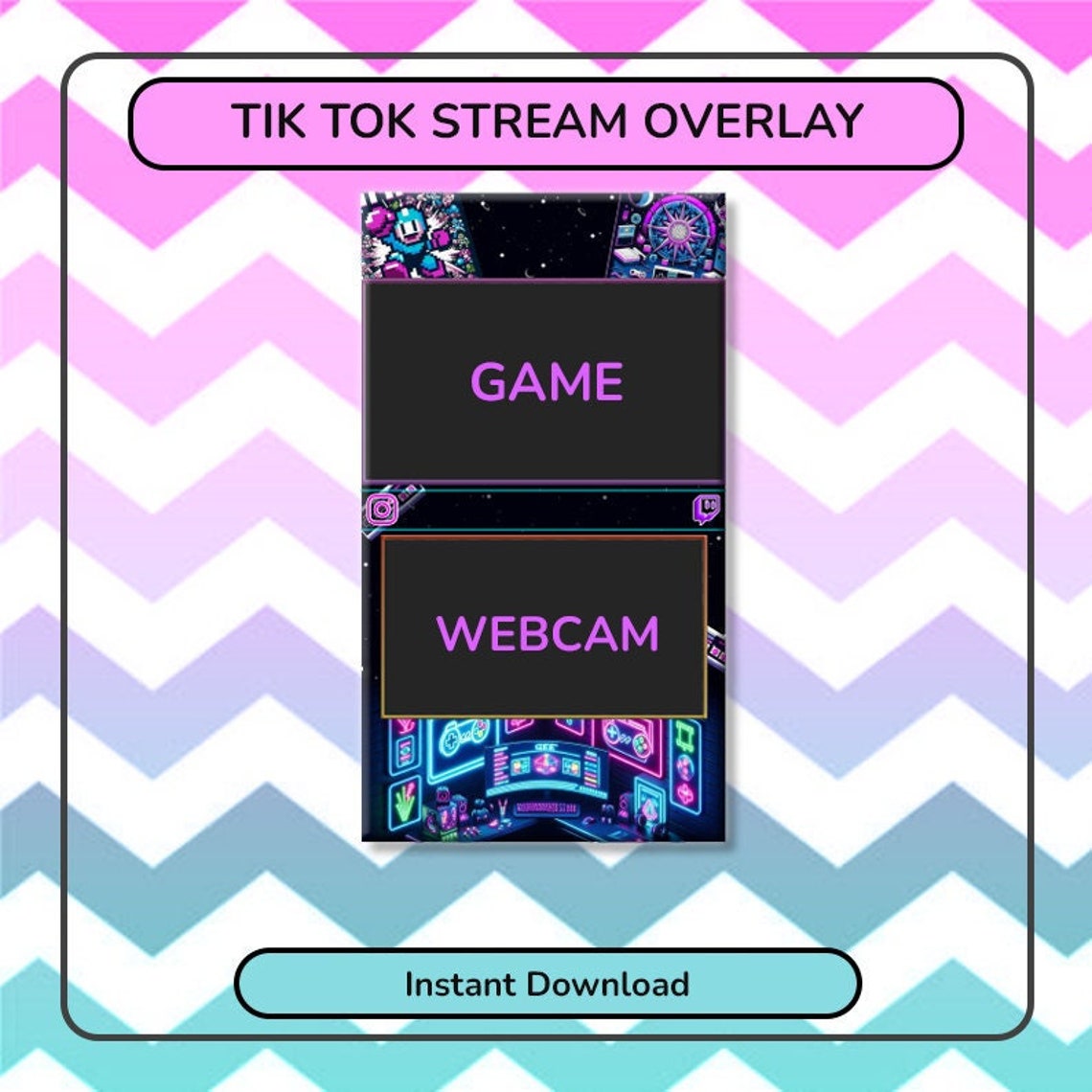 Overlay Streaming Gaming Tik Tok Animated Gaming Setup Neon - Etsy