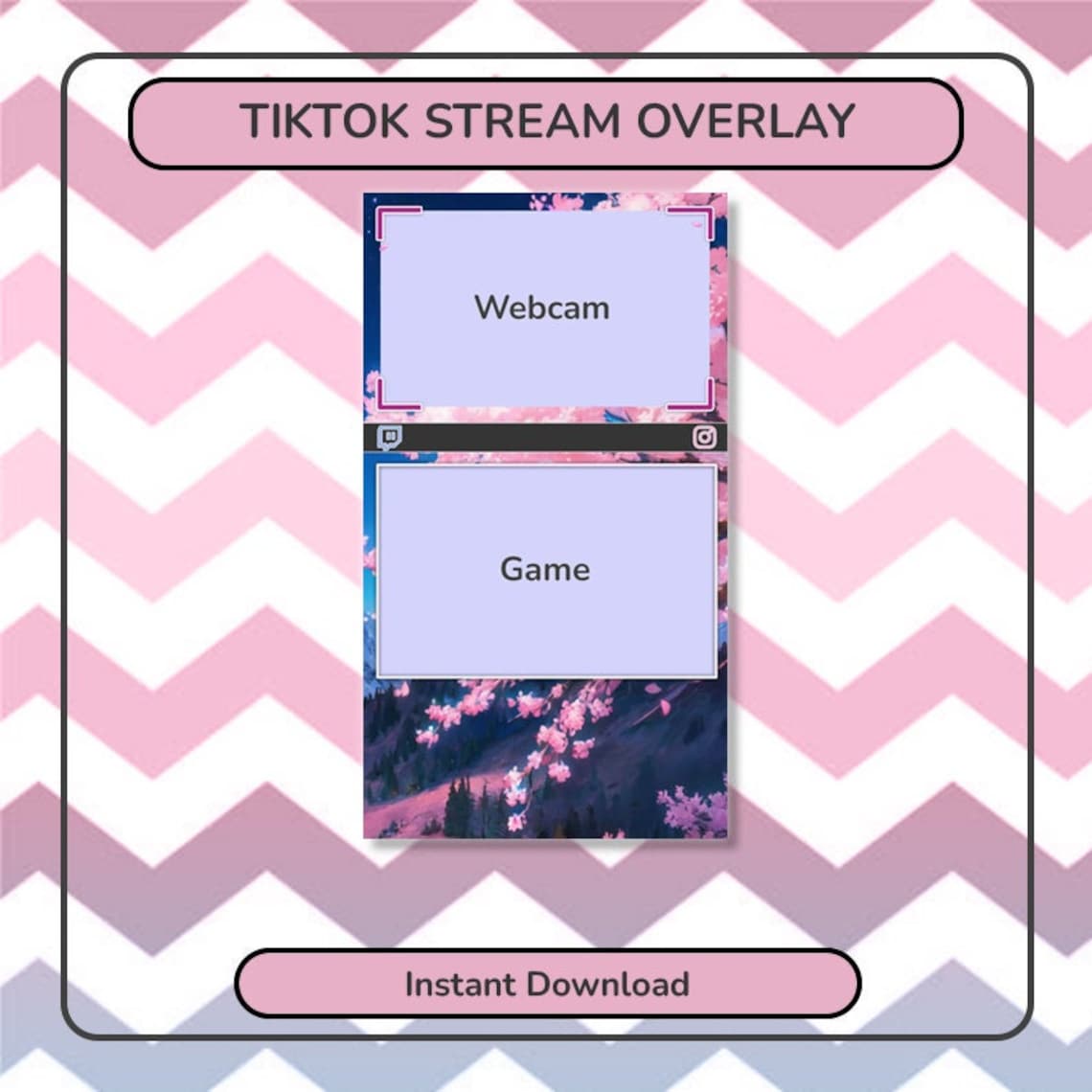 Overlay Streaming Gaming Tik Tok Animated Sakura - Etsy