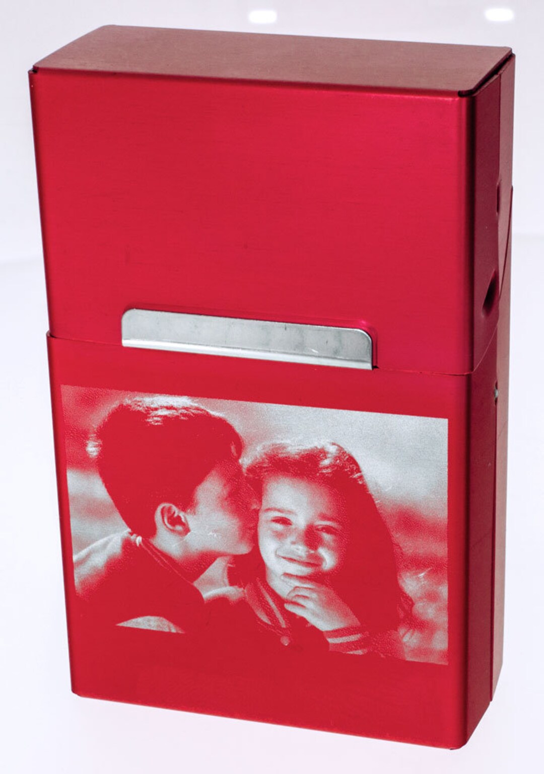 Cigarette Box Aluminium Red With Photo Engraving - Etsy