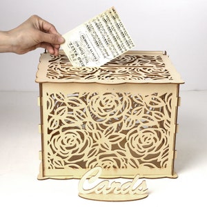 Hollow Out Wood Wedding Card Box, Wedding Post Box, Wedding Card Holder ...