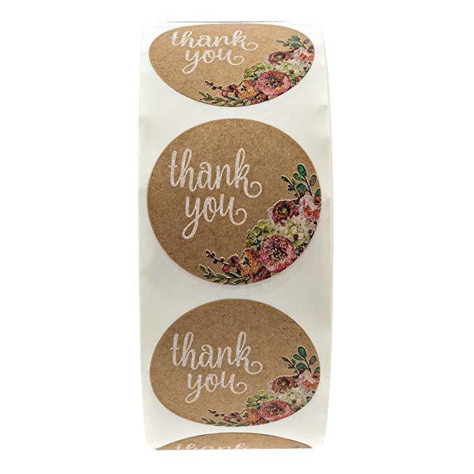 500 Pcs Thank You Sticker Roll 1 Inch Flower Printed Paper | Etsy