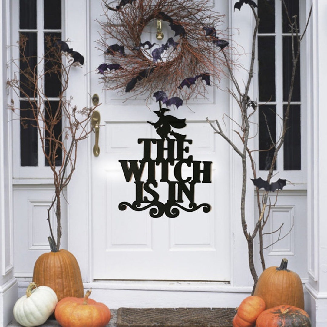 The Witch is in Door Hanging Halloween Hanging Sign Door - Etsy