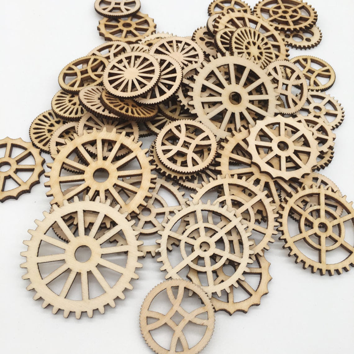 50 Pcs Gear Mixed Shape Wooden Cutouts Wood Cut Out Gear Cut - Etsy