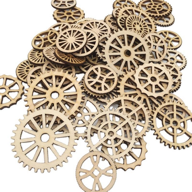 50 Pcs Gear Mixed Shape Wooden Cutouts Wood Cut Out Gear Cut - Etsy