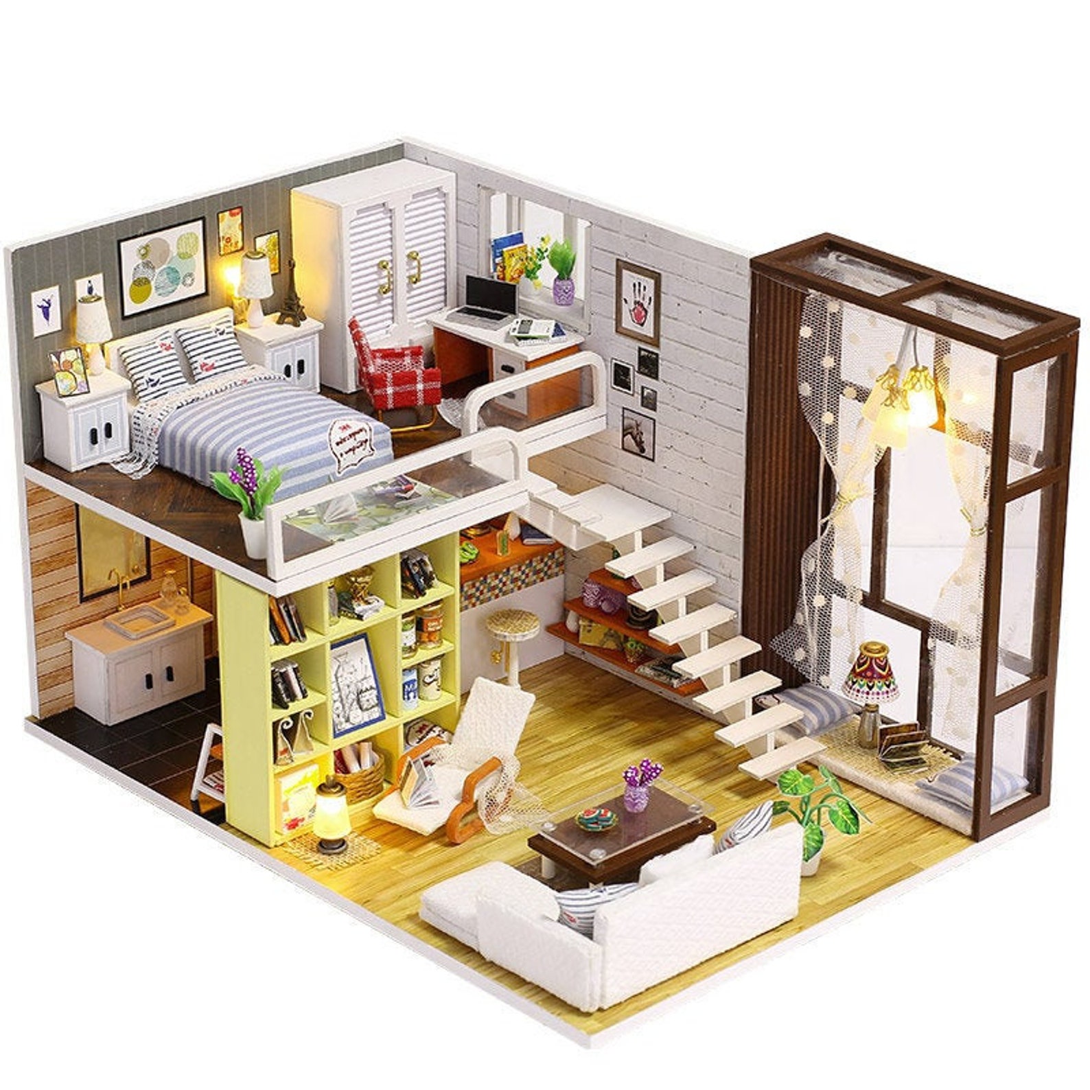 Diy 3d Miniature Dollhouse Kit With Furniture Accessories Etsy