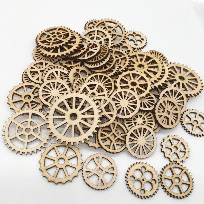 50 Pcs Gear Mixed Shape Wooden Cutouts Wood Cut Out Gear Cut - Etsy