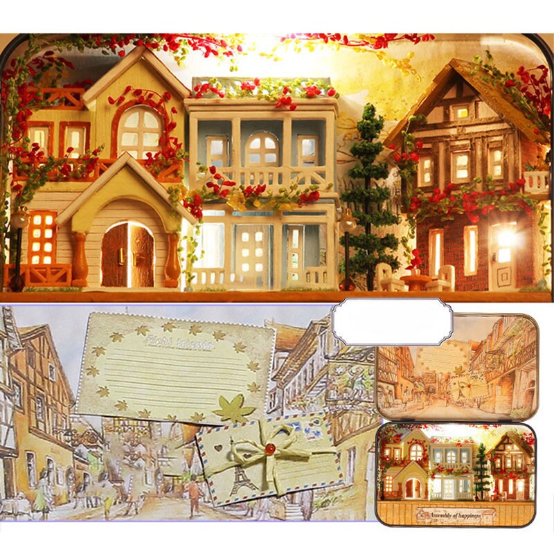 DIY Miniature Dollhouse Tin Box Dream Town Model Box Theater - Etsy