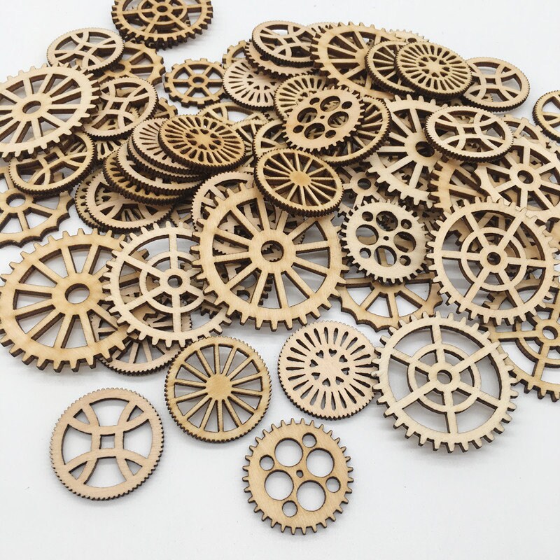 50 Pcs Gear Mixed Shape Wooden Cutouts Wood Cut Out Gear Cut - Etsy