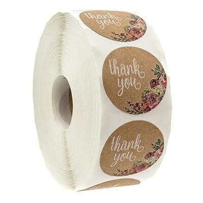 500 Pcs Thank You Sticker Roll 1 Inch Flower Printed Paper - Etsy