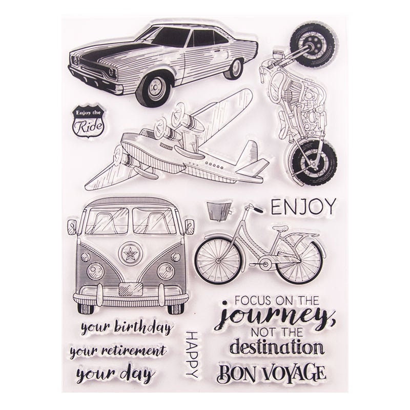 15.5x21cm Vehicle Clear Stamps, Clear Rubber Stamps, Bullet Journal ...