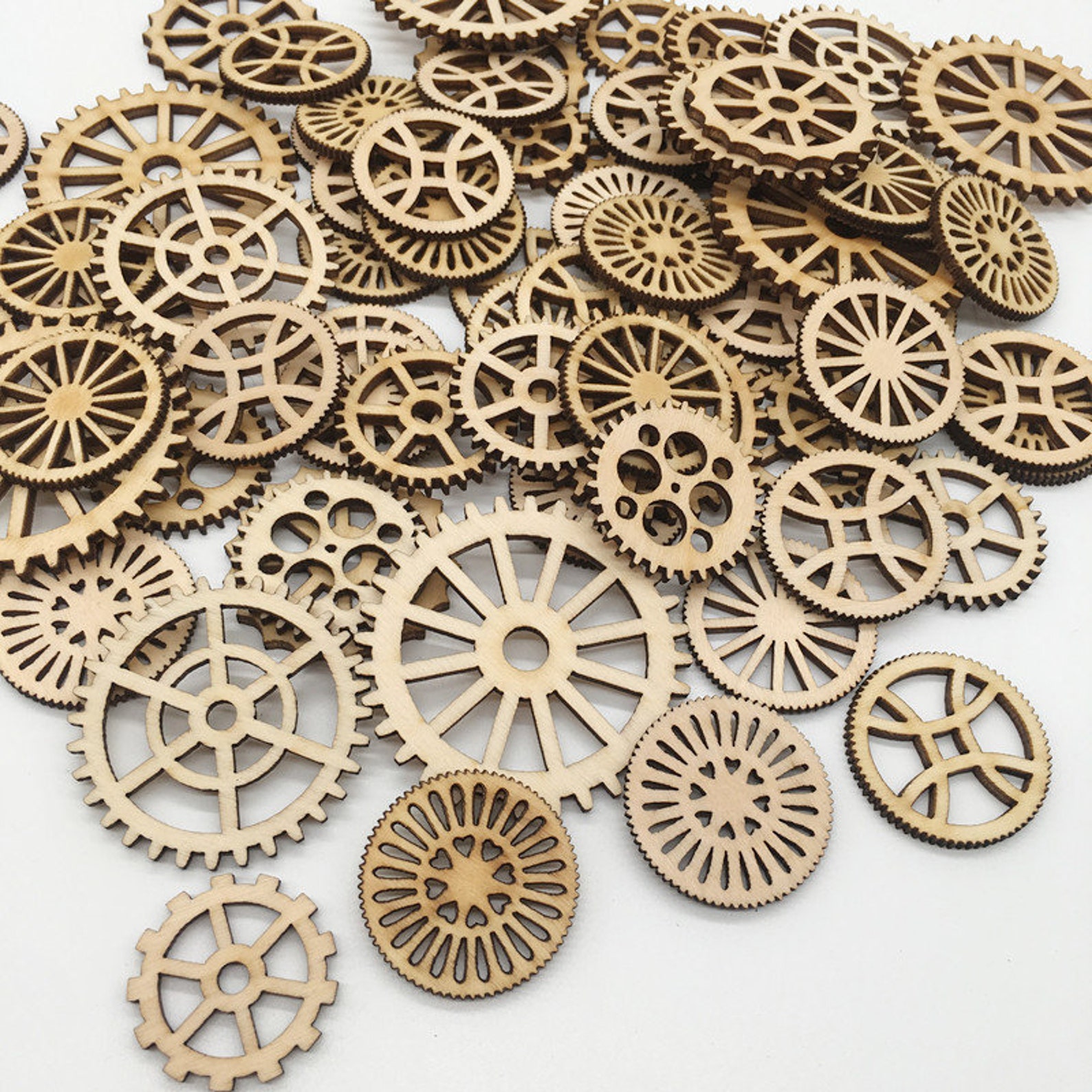 50 Pcs Gear Mixed Shape Wooden Cutouts Wood Cut Out Gear Cut - Etsy