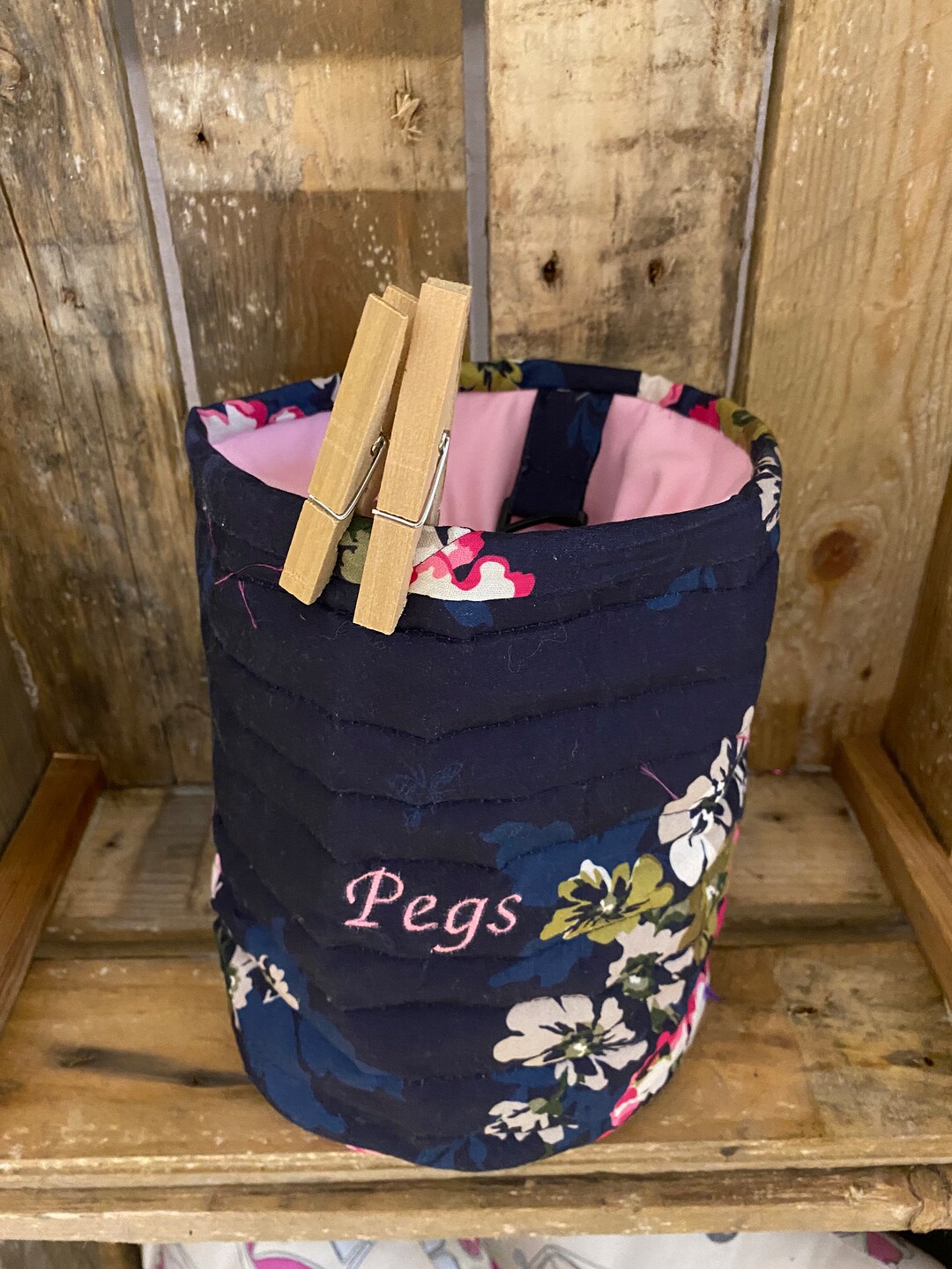 Large Drawstring Peg Bag, Clothespin Holder, Clip on Pegbag, Handmade ...