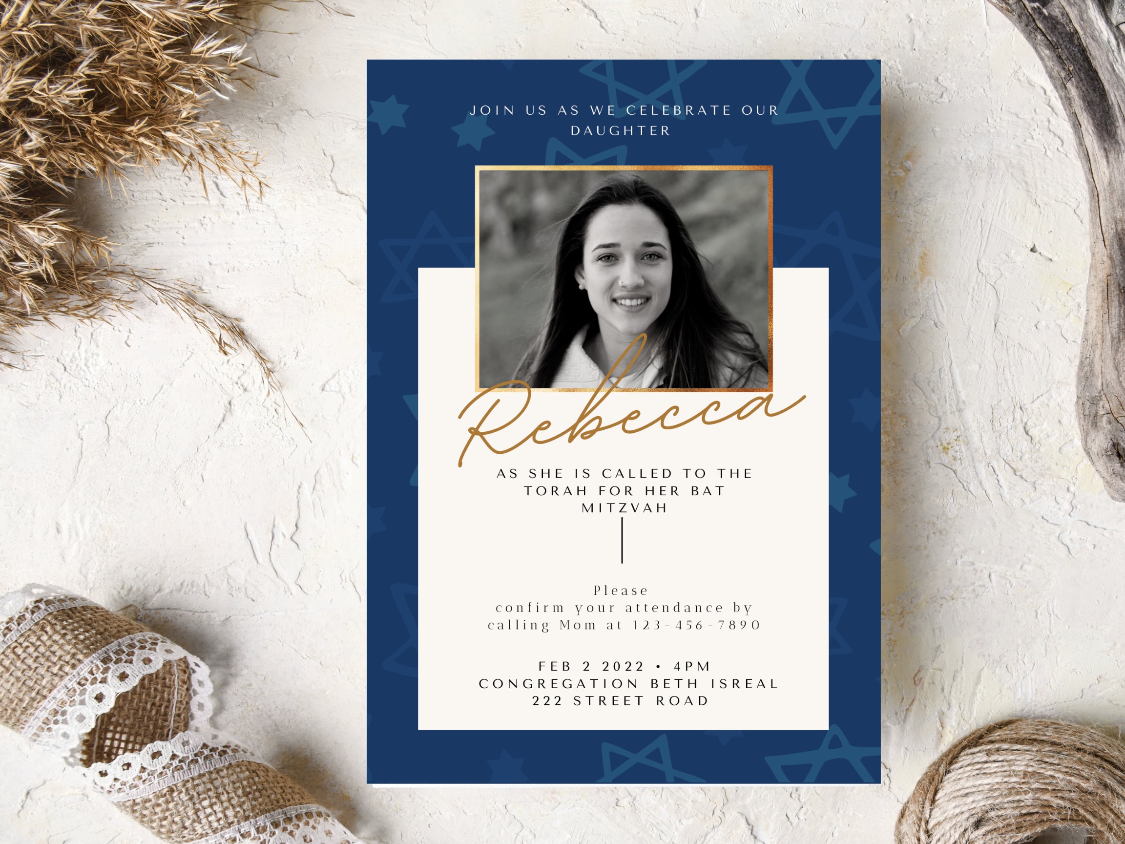 Bat Mitzvah Invite Template - Etsy