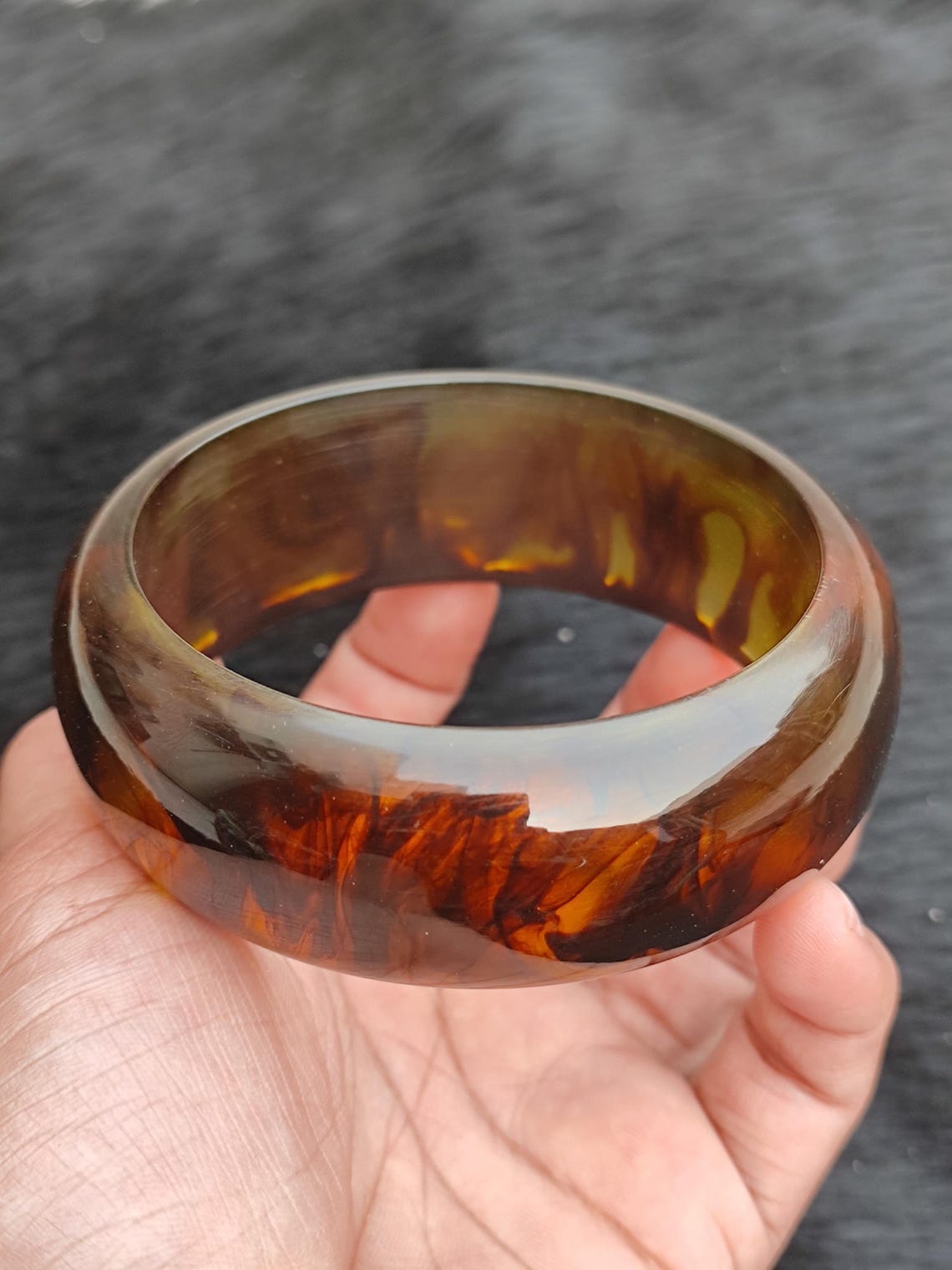 Vintage Honey Color Resin Bangle Bracelet, Chunky Bohemian Jewelry - Etsy