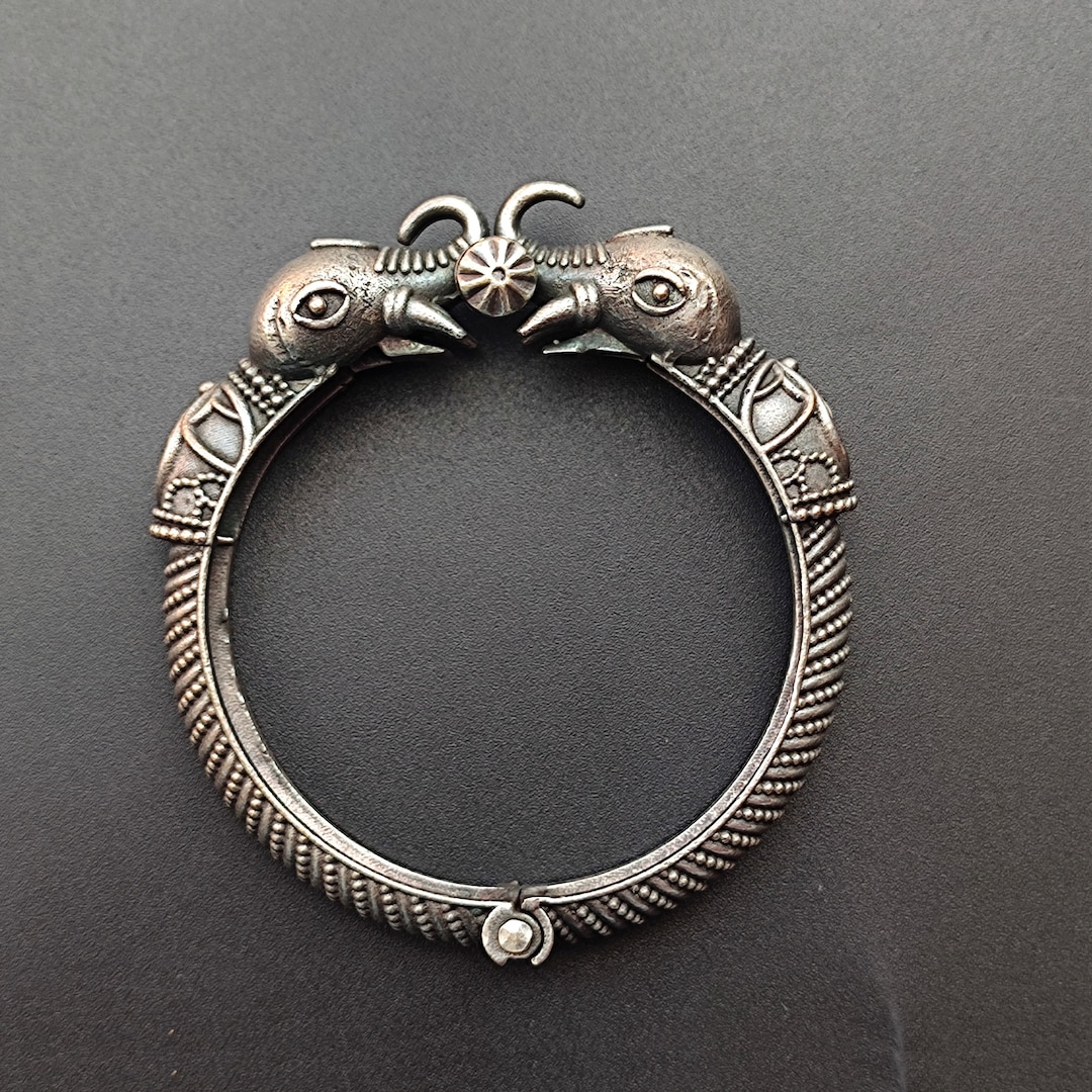 Elephant Face Brass Bracelet Bangle for Women Openable Flexi Vintage ...