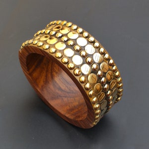 Wooden Brass Bangle Bracelet Real Wood Bangle Vintage Boho Pure ...