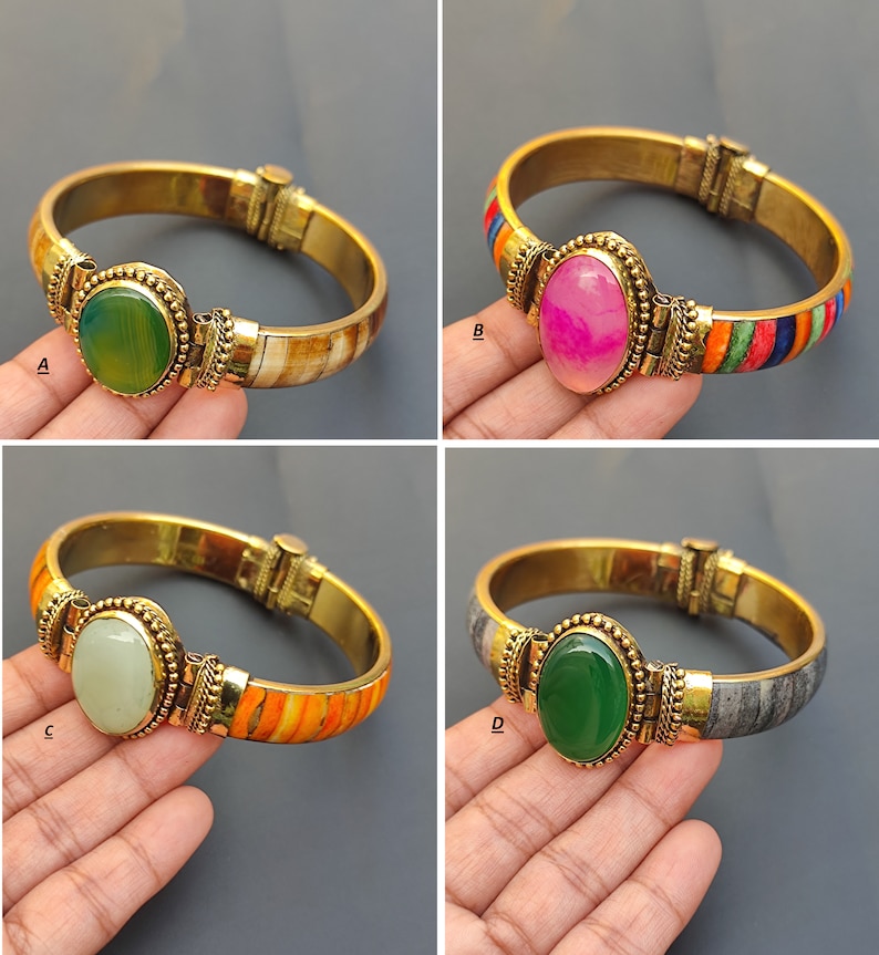 Handmade Agate Stone Bangle: Boho Buffalo Bone Bracelet - Etsy
