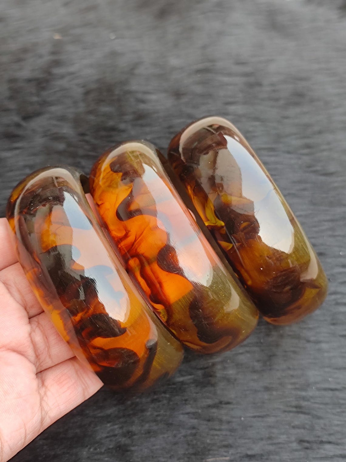 Vintage Honey Color Resin Bangle Bracelet, Chunky Bohemian Jewelry - Etsy