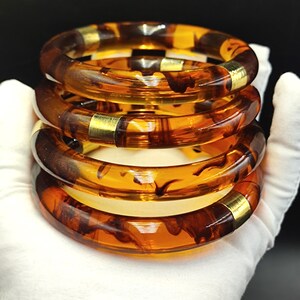 Retro Honey Resin Bangle Set – Chunky Acrylic Bracelets, Handmade - Etsy