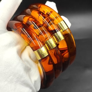 Retro Honey Resin Bangle Set – Chunky Acrylic Bracelets, Handmade - Etsy
