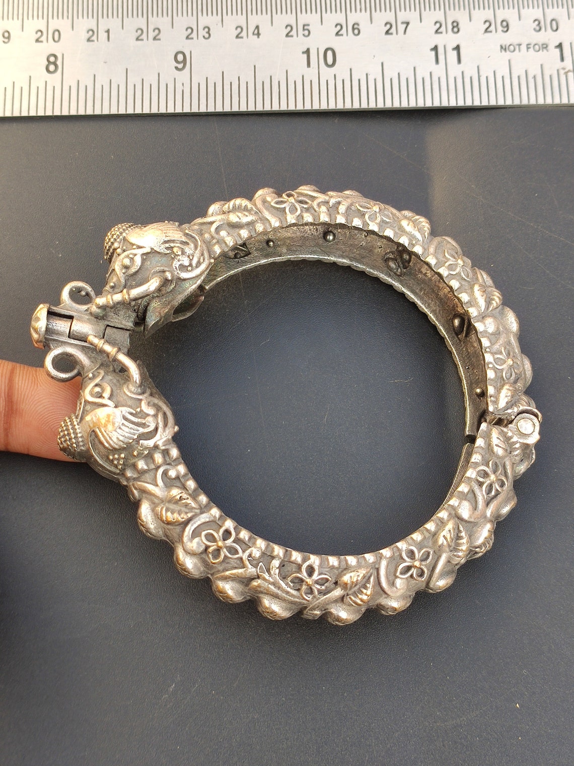 Elephant Face Silver Plated Bangle, Vintage Indian Jewelry - Etsy