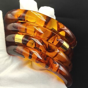 Retro Honey Resin Bangle Set – Chunky Acrylic Bracelets, Handmade - Etsy