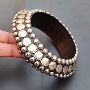 Dotted Brass Wood Bangle Bracelet - Vintage Boho Jewelry - Etsy