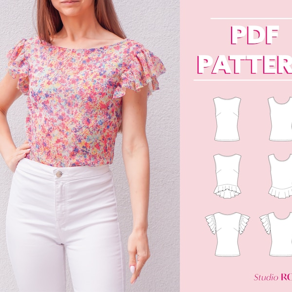 Women Ruffled Top Pattern - Etsy UK