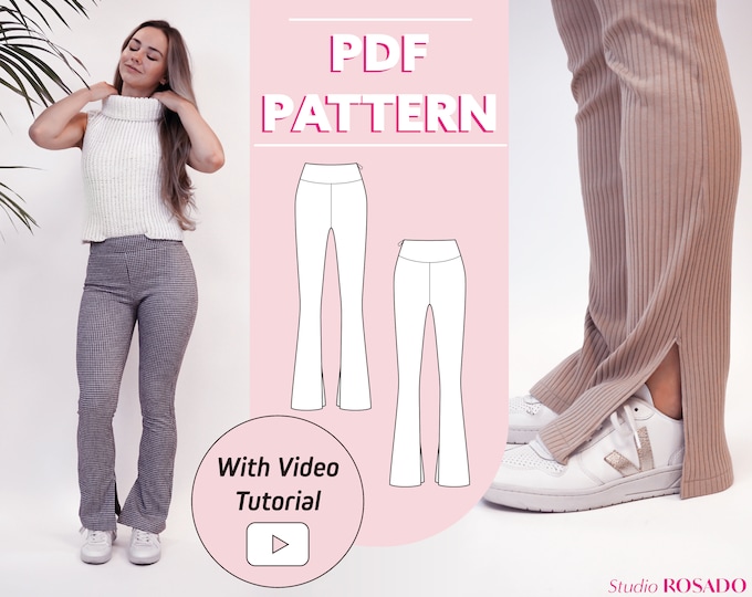 Sadie Slim Flares PDF Sewing Pattern Print at Home Legging Flutter ...