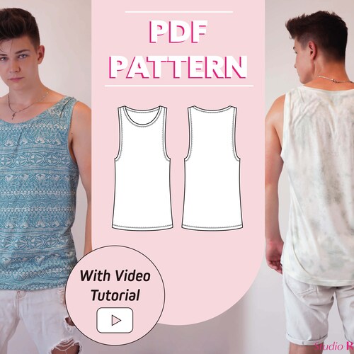 Mens Tank Top Sewing Pattern PDF Digital Download | Etsy