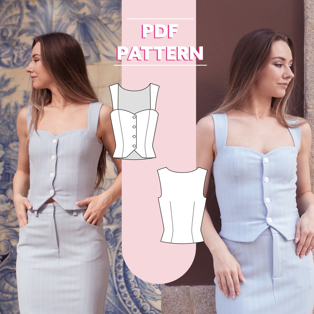 Womens Vest Top Sewing Pattern: Sweetheart Neckline (PDF Pattern) - Etsy