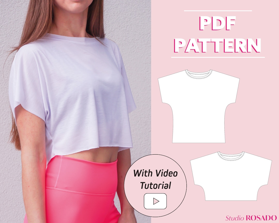 Womens T-shirt & Crop Top Sewing Pattern (PDF Pattern) (US 0-20) - Etsy