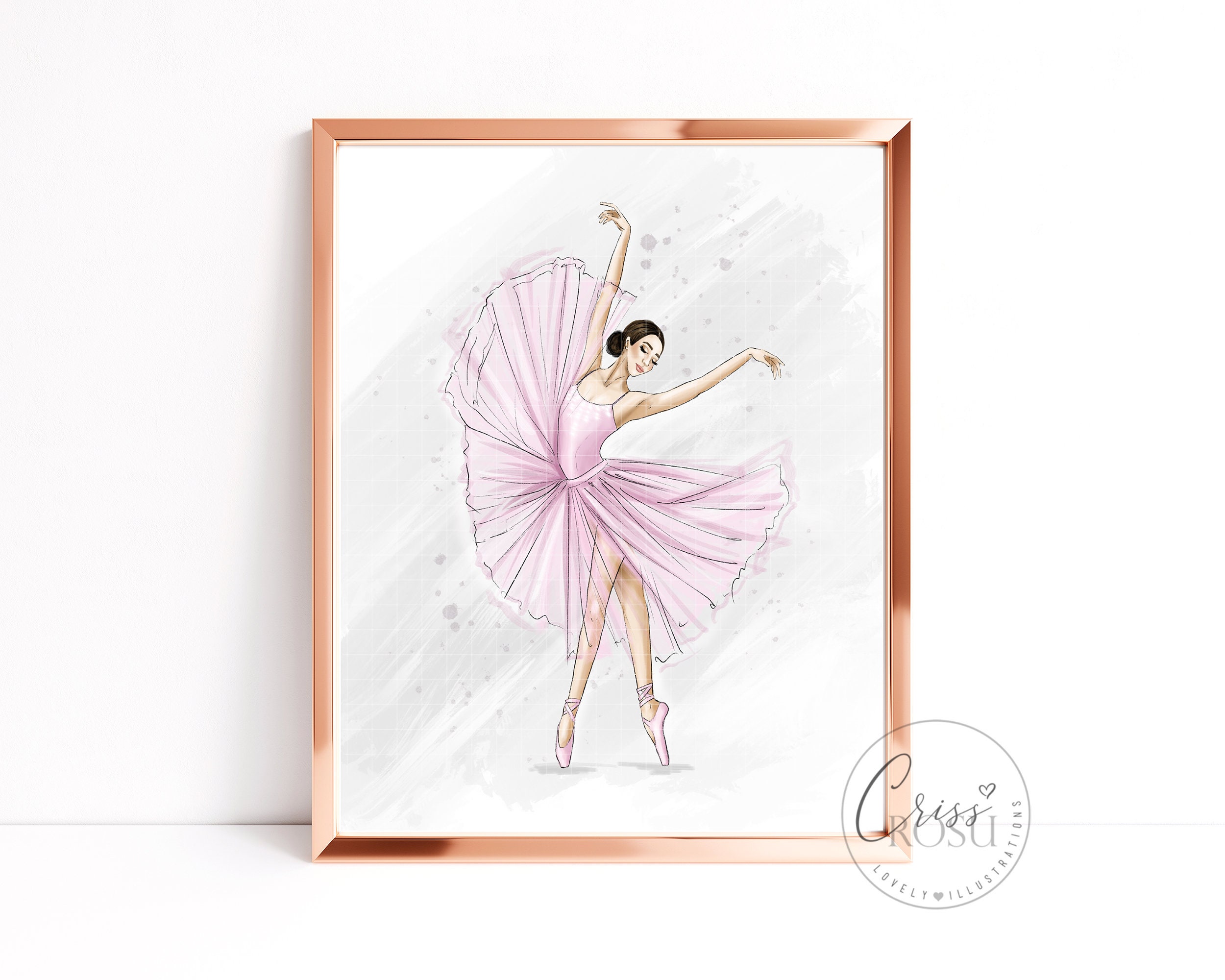 Ballet Dancer Lady in Pink Dress, Fashion Art Printable Illustration - Etsy