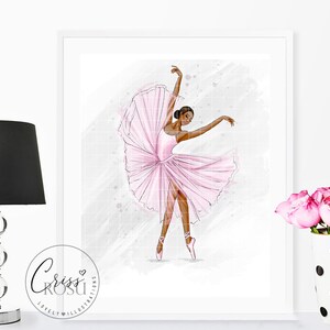 Ballet Dancer Lady in Pink Dress, Fashion Art Printable Illustration - Etsy