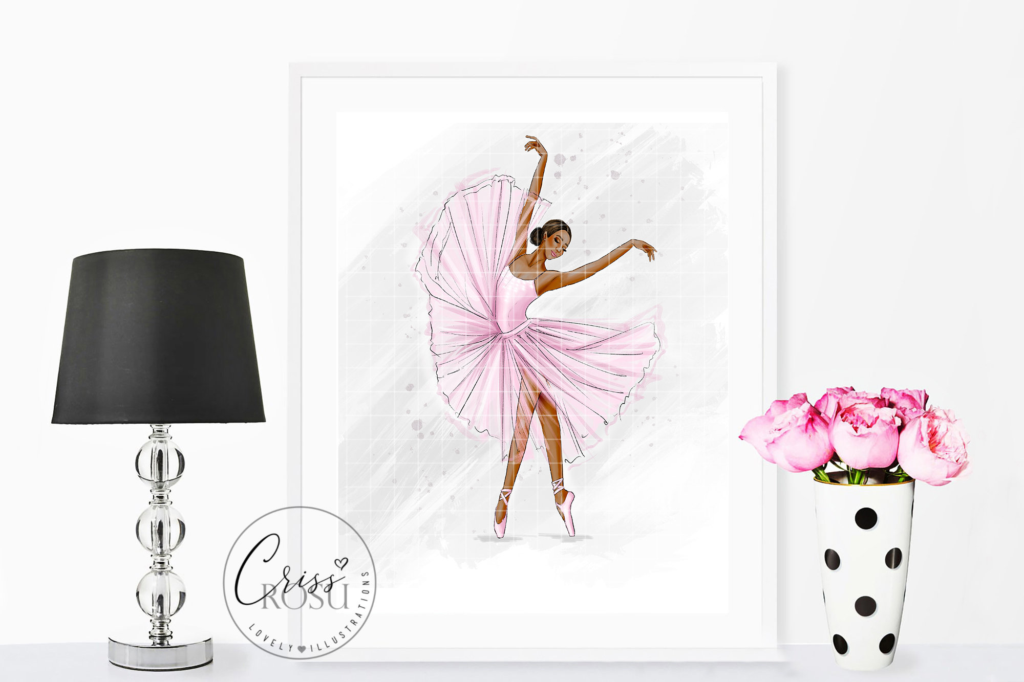 Ballet Dancer Lady in Pink Dress, Fashion Art Printable Illustration - Etsy