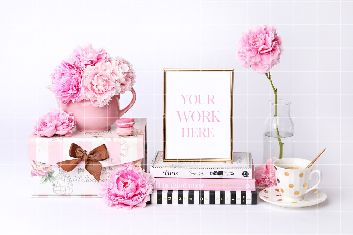 Slim Gold Frame Mockup Pack 11x15inch, Horizontal & Vertical, Gold Mock ...