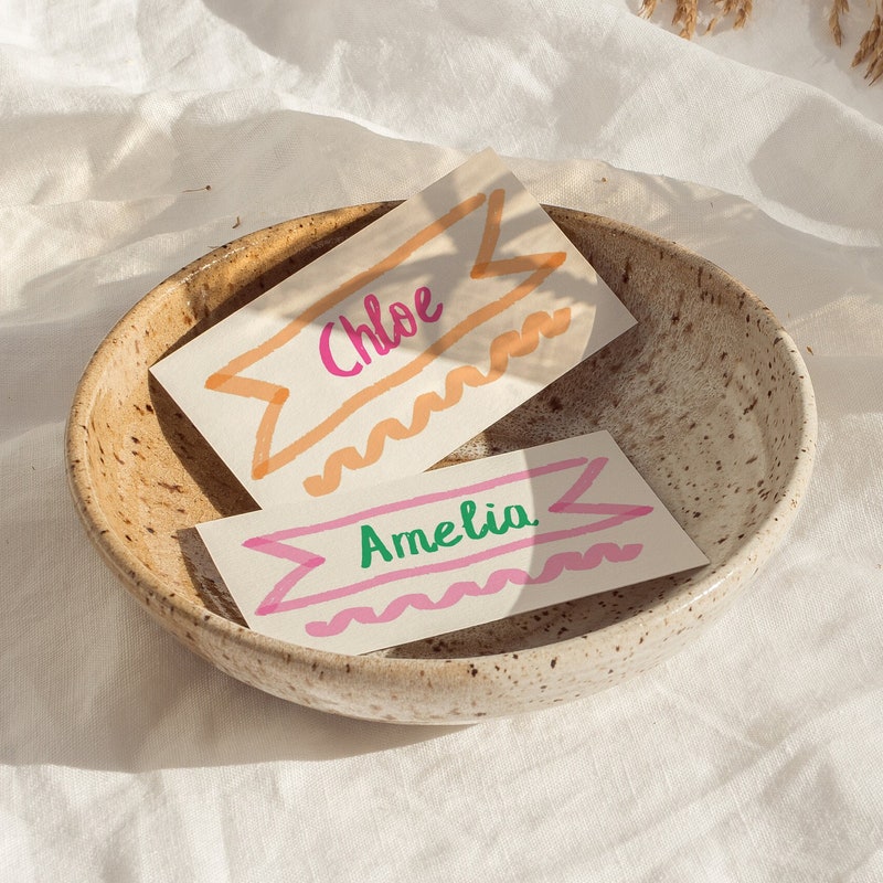 Watercolor Name Card - Etsy