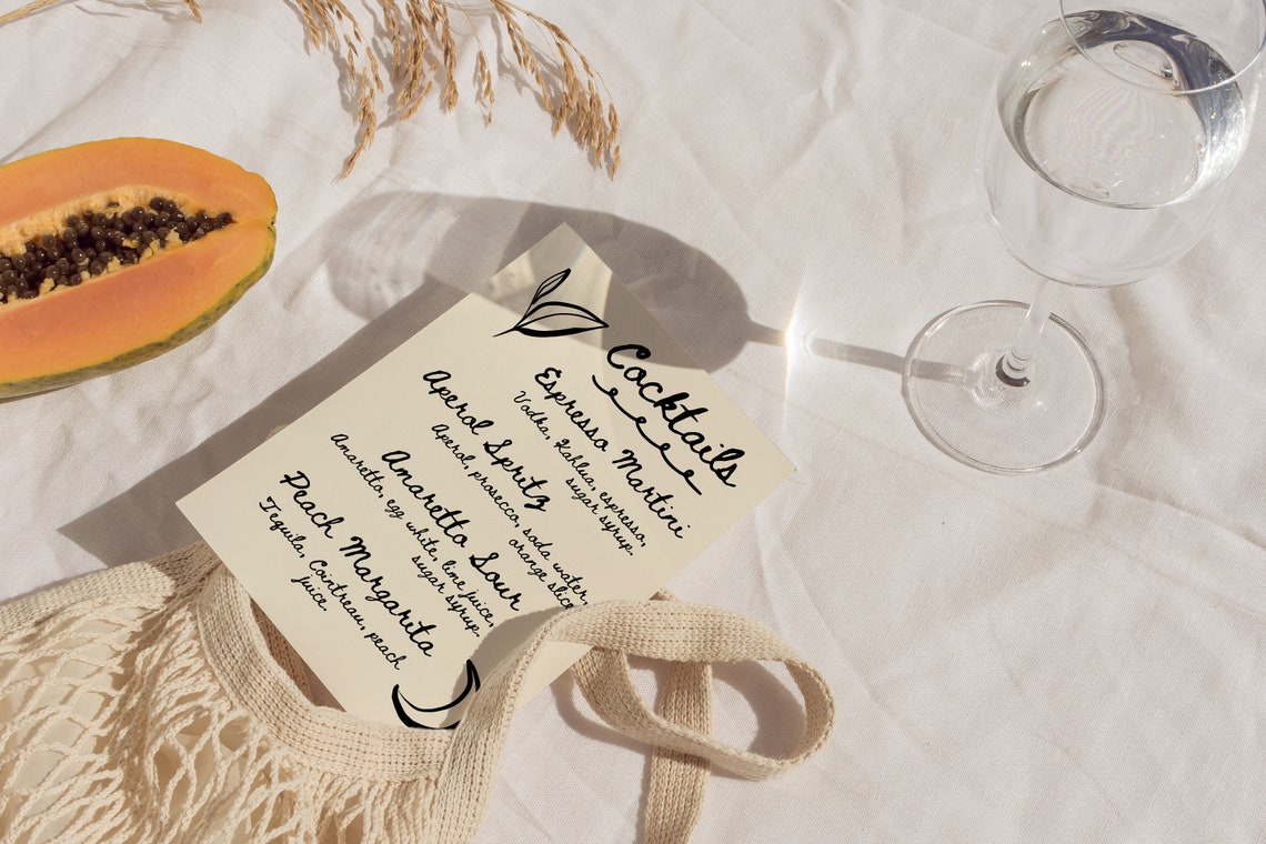 Boho Cocktail Menu Template Moon Illustrated Custom Cocktail - Etsy
