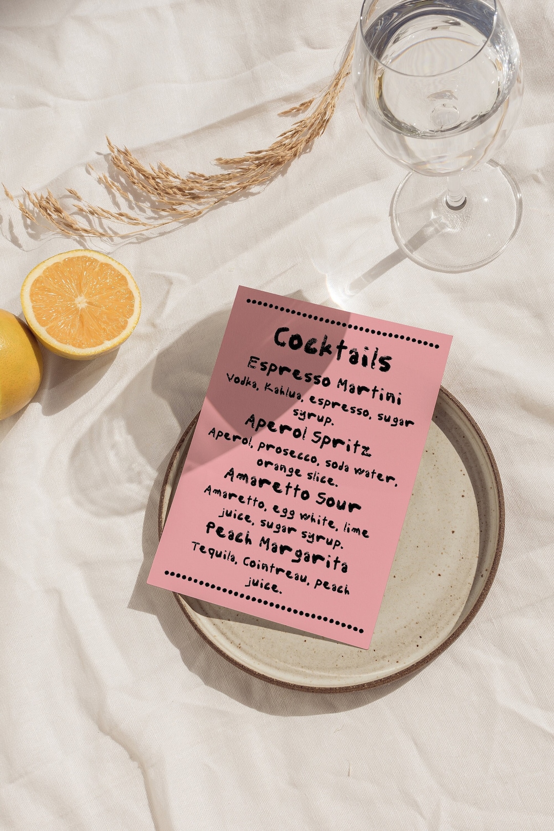 Pink Chalkboard Bar Menu Template, Pink Handwritten Cocktail Menu ...