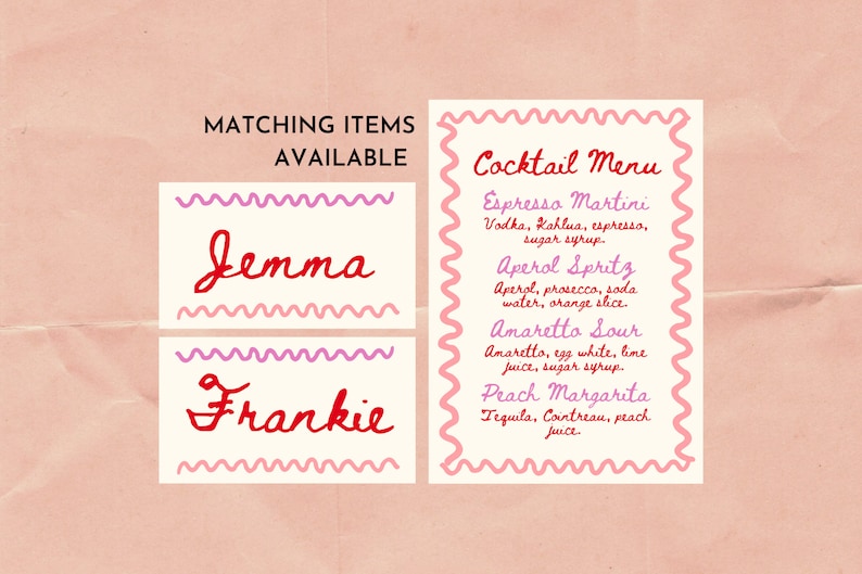 Bright Wavy Red + Pink Menu Template, Colorful Handwritten Menu ...